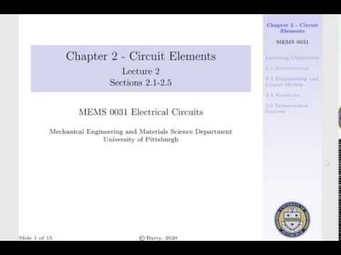 Lecture 2 - Linear Circuit Elements, Resistors and Example 1