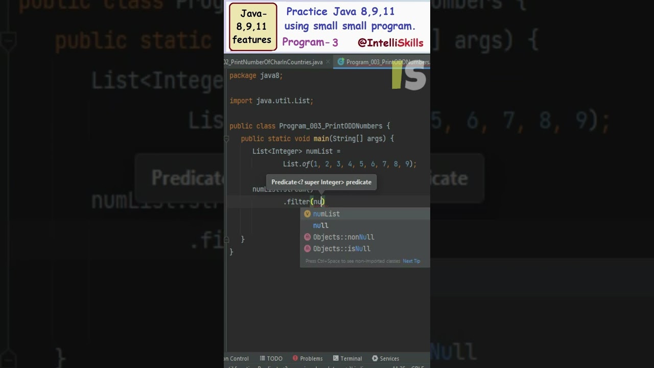 Java 8 Features | Program-3 | Print Odd Numbers in java 8 #Shorts #java #coding #java8