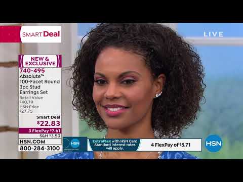 Absolute Sterling Silver 100Facet Round 3piece Stud Earr...