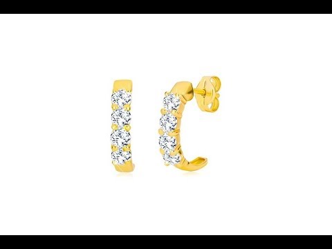 Jewelry – Yellow 9K gold studs - semi-circles with clear round zircons