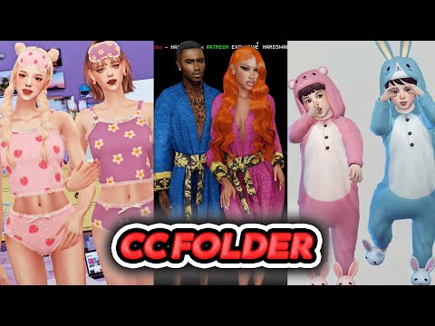 Sims 4 Cozy pijamas female male kids & [ Lingerie, Robes, Sleepwear, Nightgown ] CC FOLDER 1GB