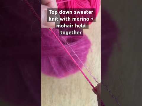Start knitting a mohair sweater - top down knit in the round seamless #wip #knitters #crafting #pink