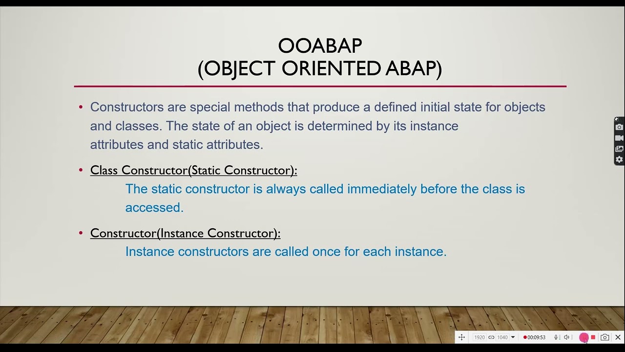 SAP OOABAP - Class Constructor and Constructor