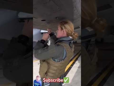 Pre-flight check on a U.S. Air Force fighter jet—what an incredible job! #military #airforce #army