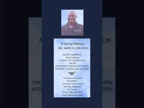 Mr James M. WALDRON | Funeral Announcement #obituariessvg