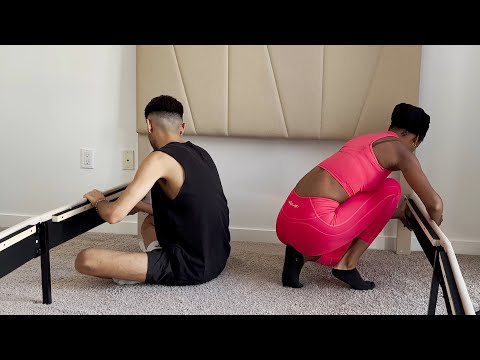 1 Minute Assembly of HOOMIC Upholstered Bed