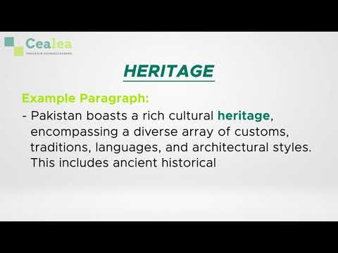 Learn How to Use Heritage - meaning, synonyms, antonyms, and example sentences.