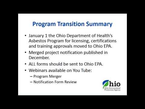 Afternoon Session - Asbestos Program Merger- Online Notification Form