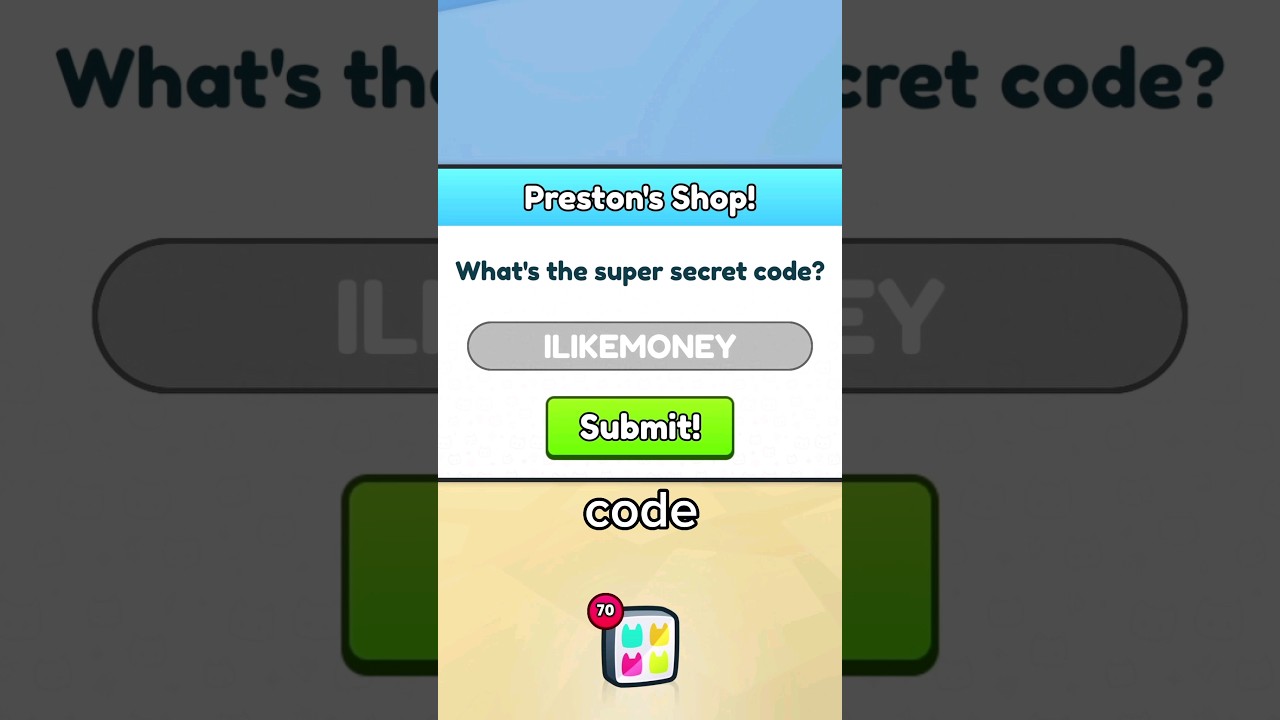 The CODE For PRESTON'S SHOP! #roblox #petsimulator99