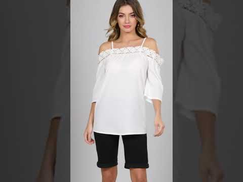 Studio - Crochet Cold Shoulder Top #Studio #ladiesfashion #coldshouldertops