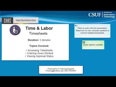 CHRS: Entering Time Worked (Timesheet)