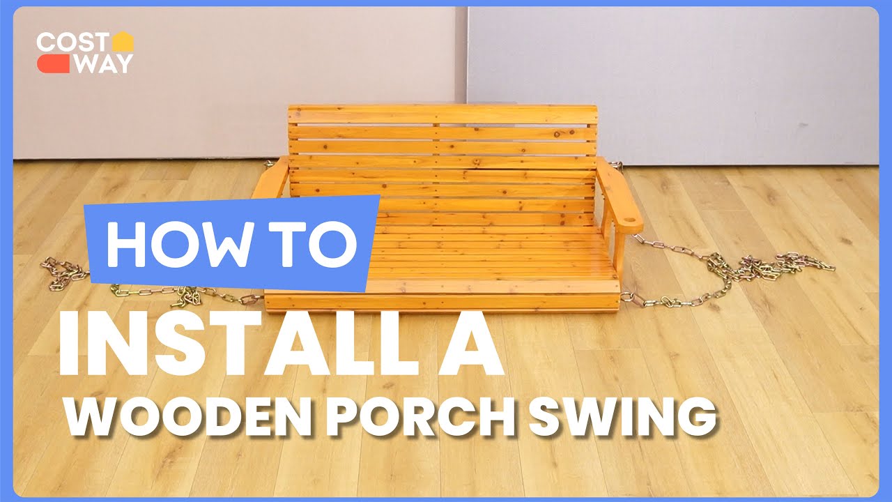 How to Install the 2-Person Wooden Porch Swing with Hanging Chains | NP10806 #costway #howto