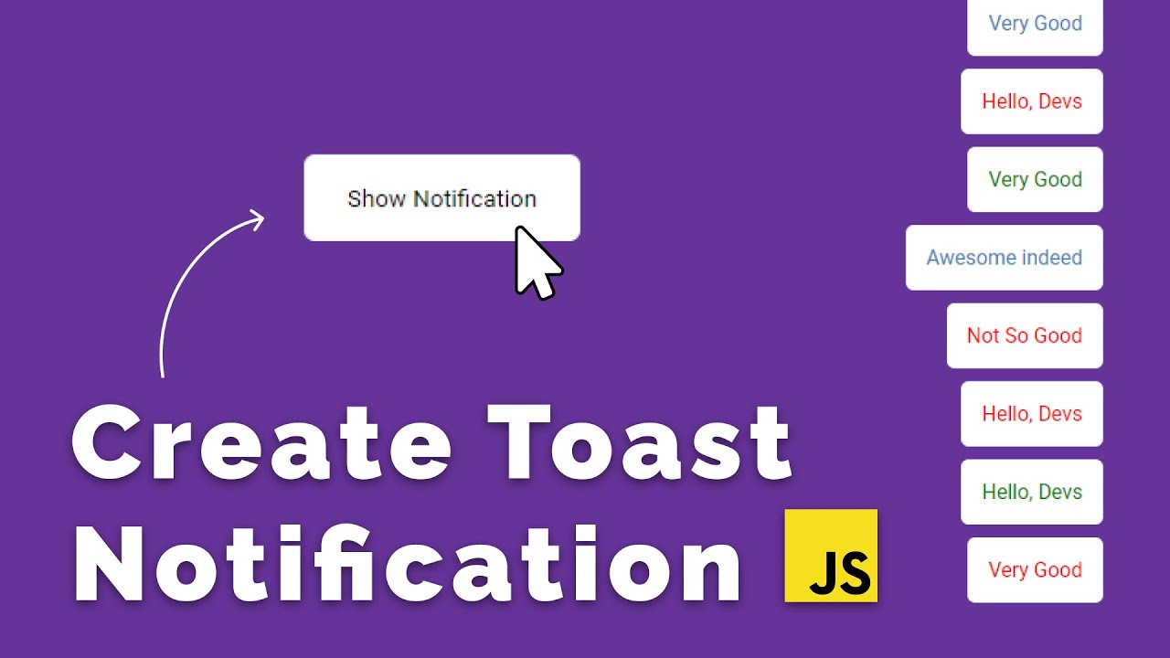 How to create a Toast Notification using Javascript | Codepen tutorial | Full Explaination!