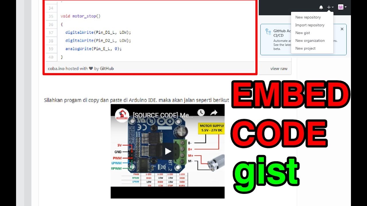 How to embed code in html (Blogger or WEB) use GIST