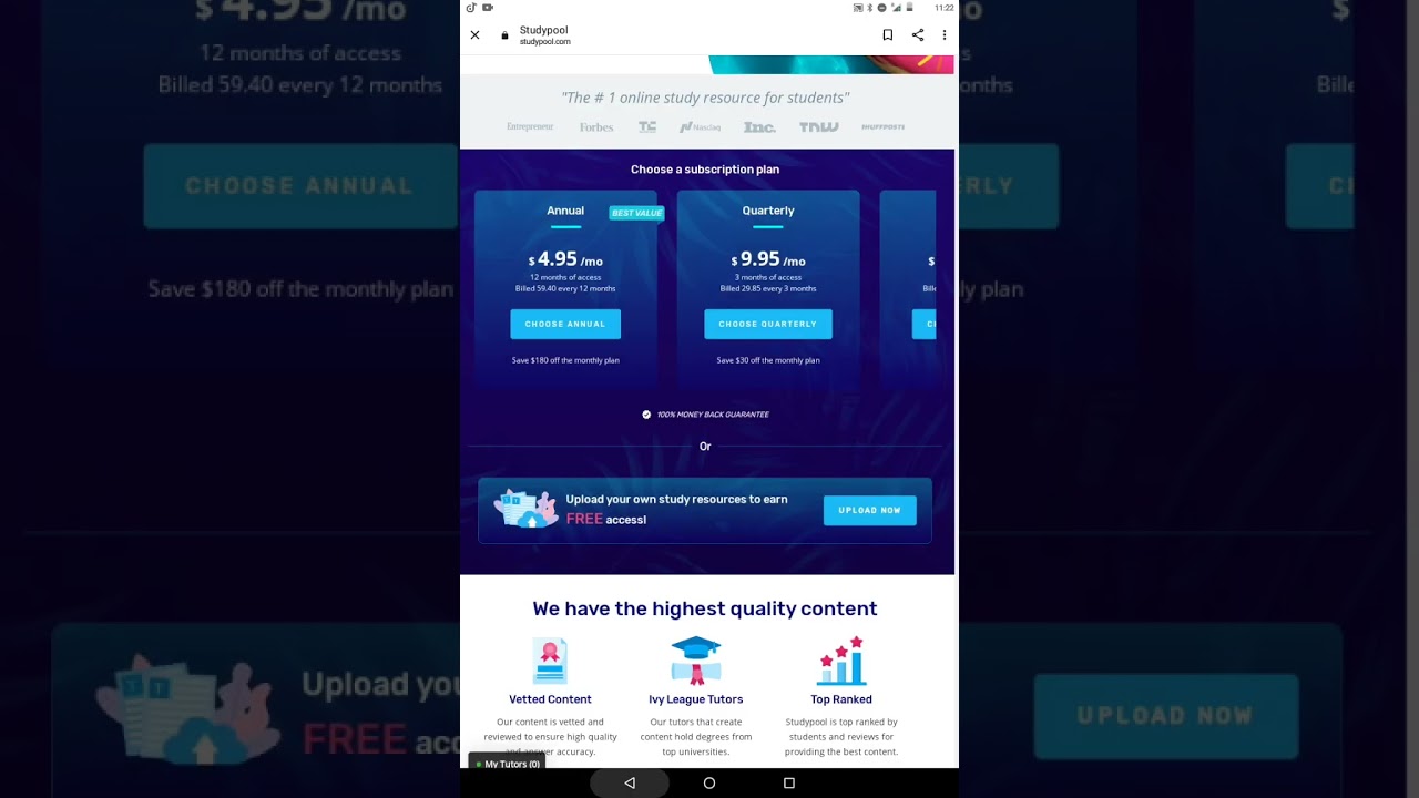 Studypool 10 documents uploaded to get 2 free unlocks