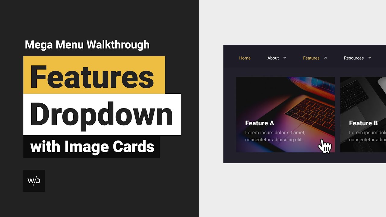 Enhanced (formerly Mega) Menu Walkthrough – Features Dropdown With Image Cards