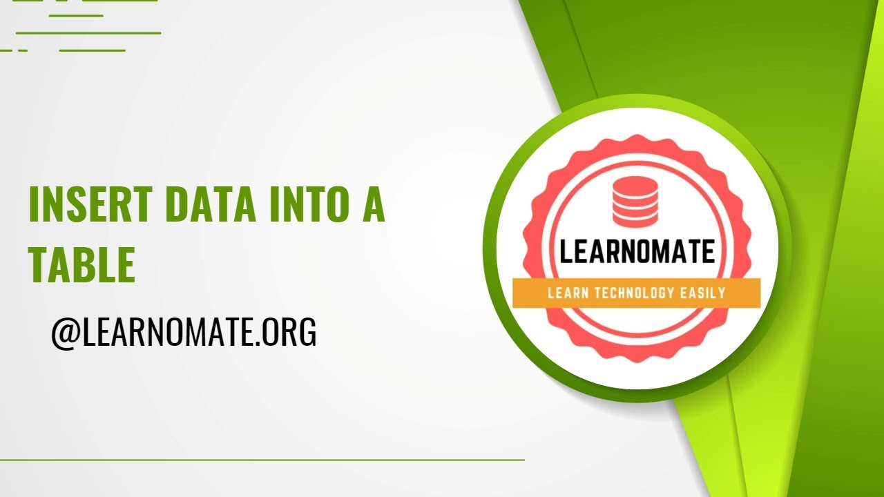 Insert data into a Table | Learnomate Technologies