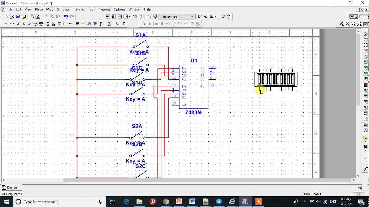 FOUR BITS ADDER USING MULTISIM