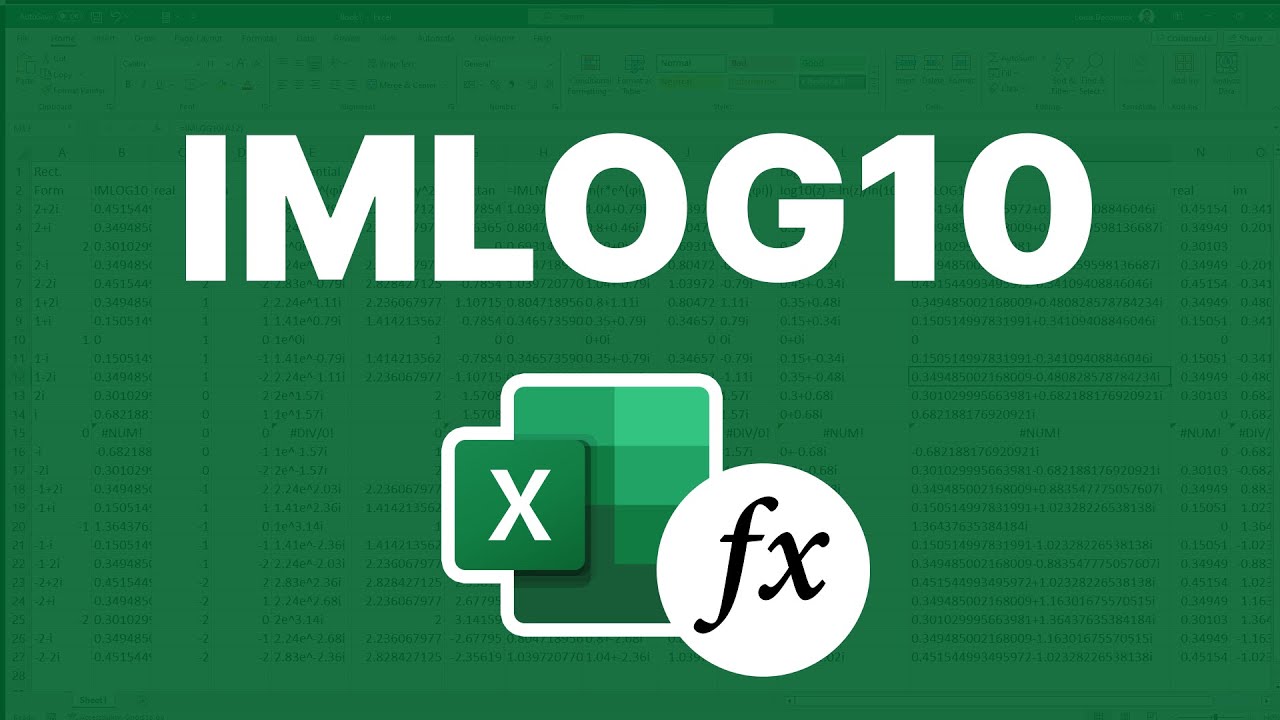 Base 10 Logarithm of a Complex Number - Excel IMLOG10 Function
