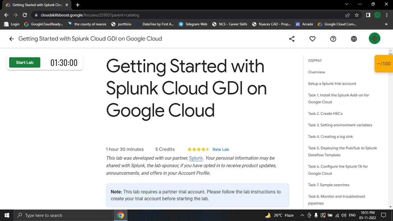 Getting Started with Splunk Cloud GDI on Google Cloud  [ GSP947 ]  Solution