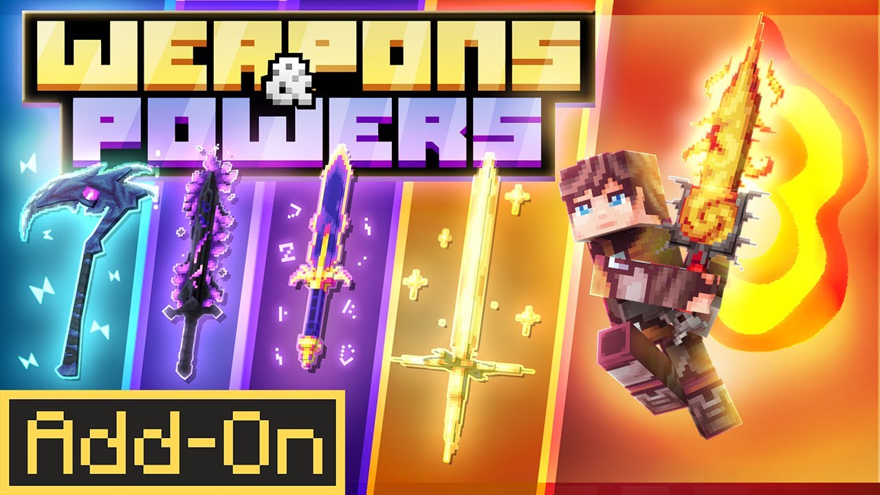 60 INSANE Powers & 20 New Weapons in Minecraft Bedrock! (Weapons & Powers Addon)