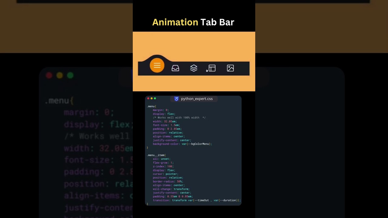 Animated Tab Bar UI | CSS Interactive Menu #Shorts #coding #tabbar #cssanimation #cssfilters #css