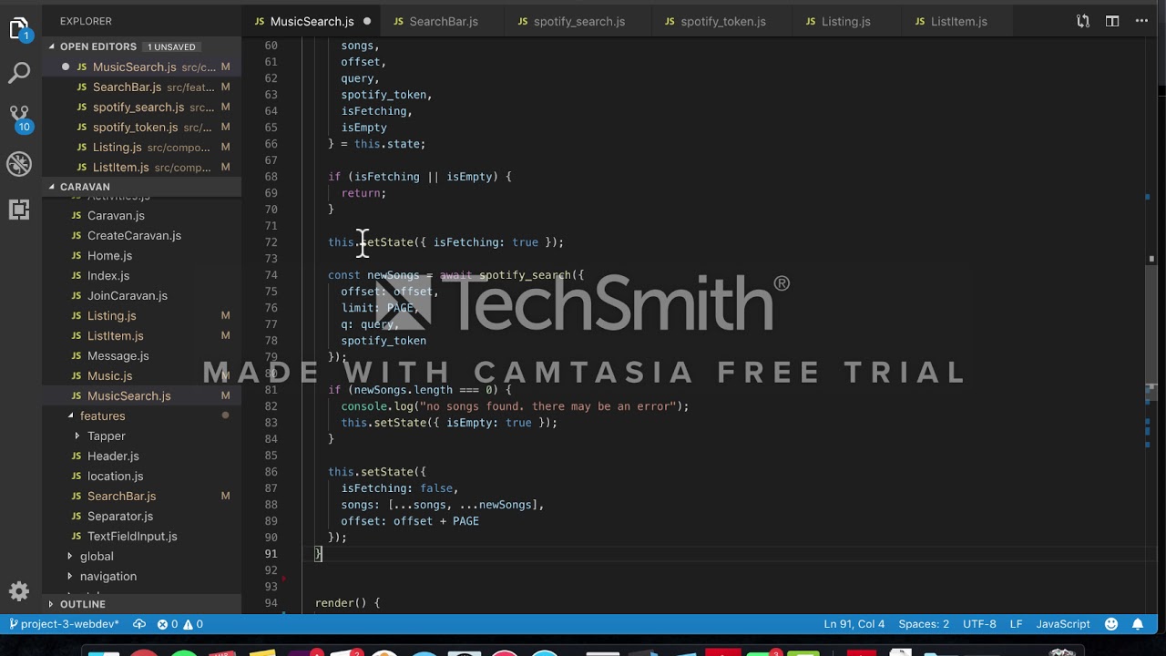 Spotify API with React Native - Project 3