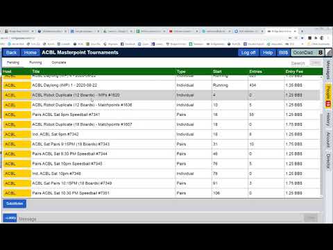ACBL BBO Game Schedule. Full list of daily games and times offered on BBO.
