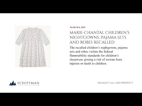 Marie-Chantal Children’s Nightgowns, Pajama Sets and Robes Recalled