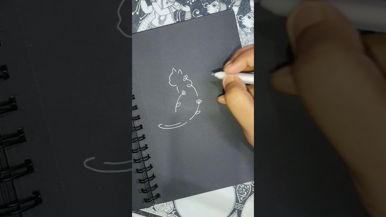 when flowers turn into cat | easy cat drawing | minimalist cat doodle | cat Illustration vector art