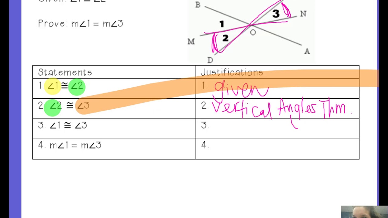 2.7, 2.8 Vertical Angles Theorem