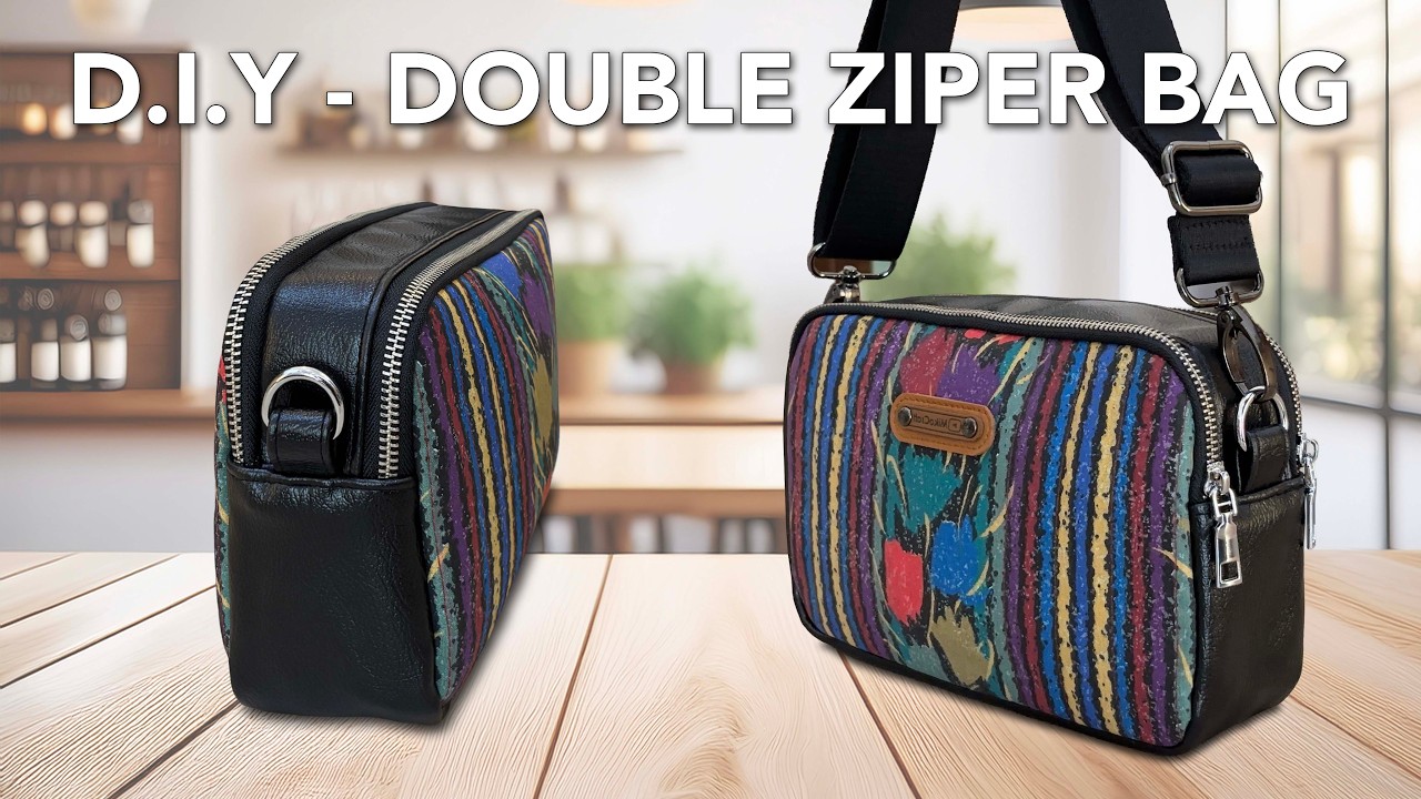 DIY - DOUBLE ZIPPER Sling Bag - Step by step tutorial with FREE PDF Pattern