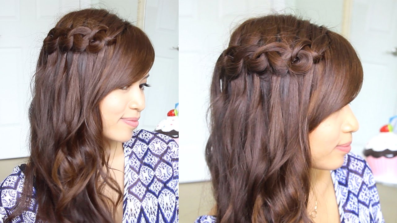 Knotted Loop Waterfall Braid Hairstyle for Short and Long Hair Tutorial