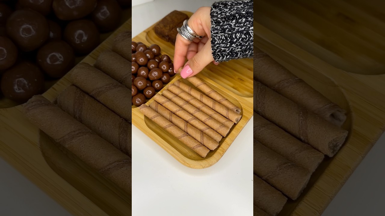 Filling wooden tray with sweets | asmr