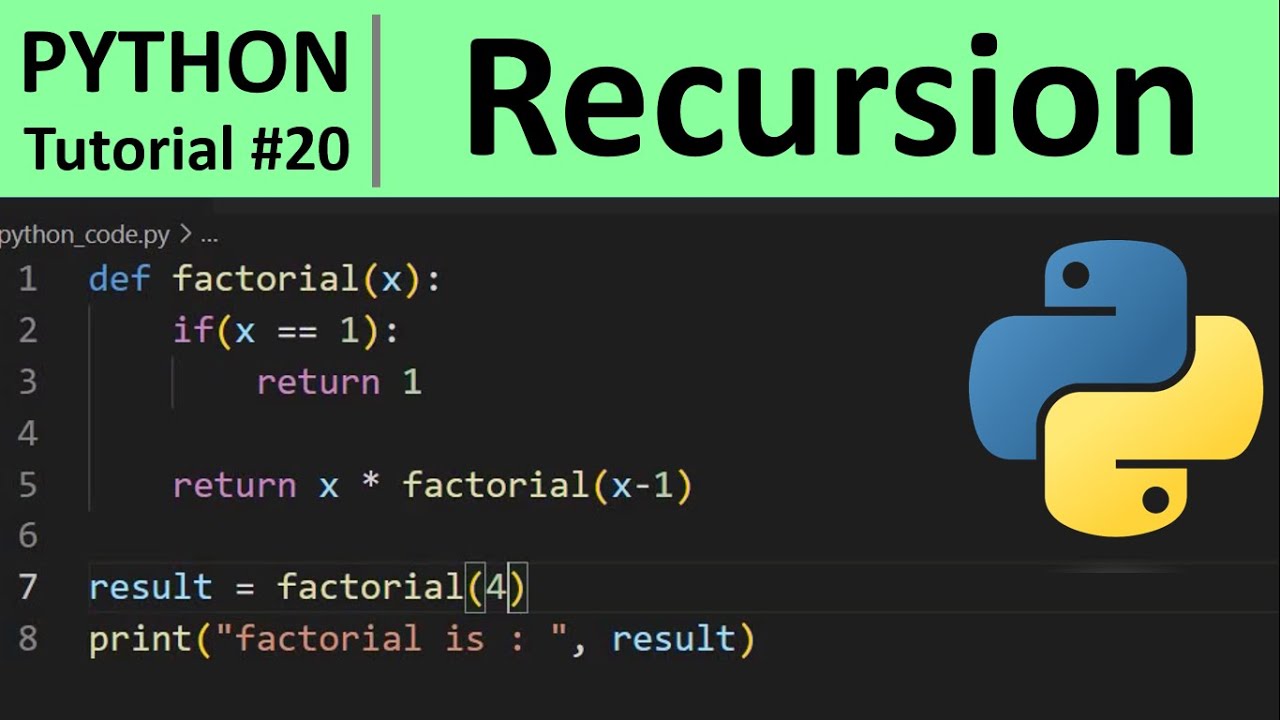 Python Tutorial #20 - Recursion Function in Python Programming