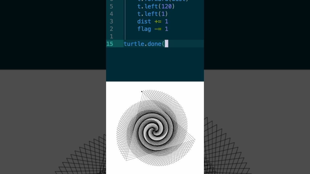 Triangle spiral pattern in Python / Graphics and coding / Turtle drawing tutorial #programming #art