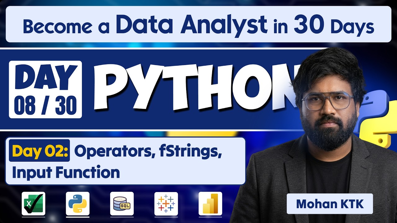 Python for Data Analytics Day 02 | Become a Data Analyst in 30 Days by Mohan KTK