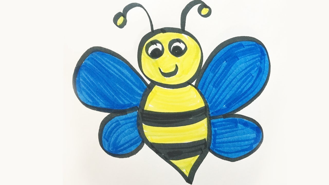 How to draw and color a Bumble Bee -for kids!