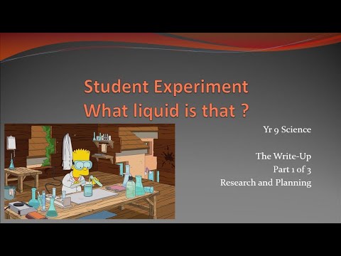 Year 9 Chemistry Student Experiment Assessment Task Write up 1 R and P