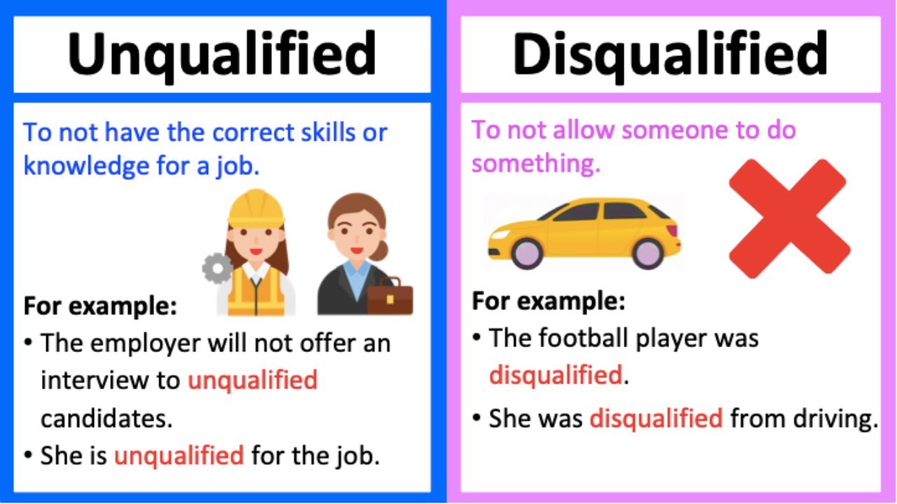 UNQUALIFIED vs DISQUALIFIED 🤔   What's the difference | Learn with examples