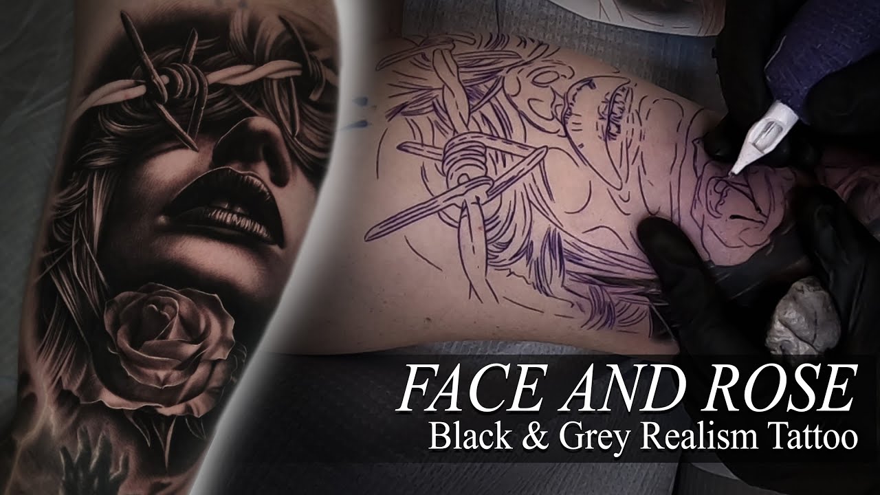 FACE AND ROSE | Tattoo Time-Lapse