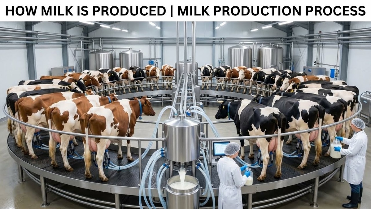 How Milk Is Produced 🥛 | Milk Production Process Step by Step | Dairy Factory Video