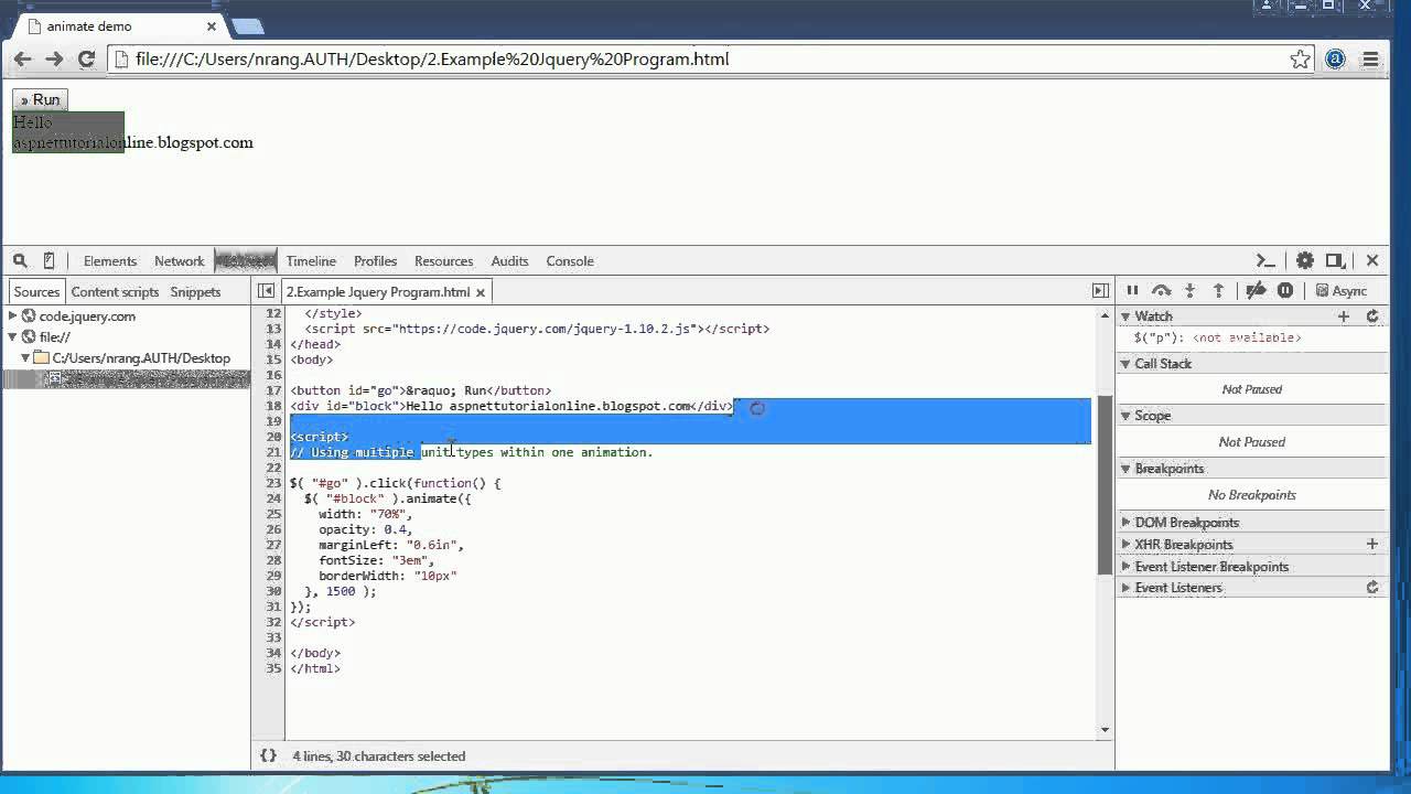 JQuery Tutorial 2 - JQuery Basic Program with complete explanation