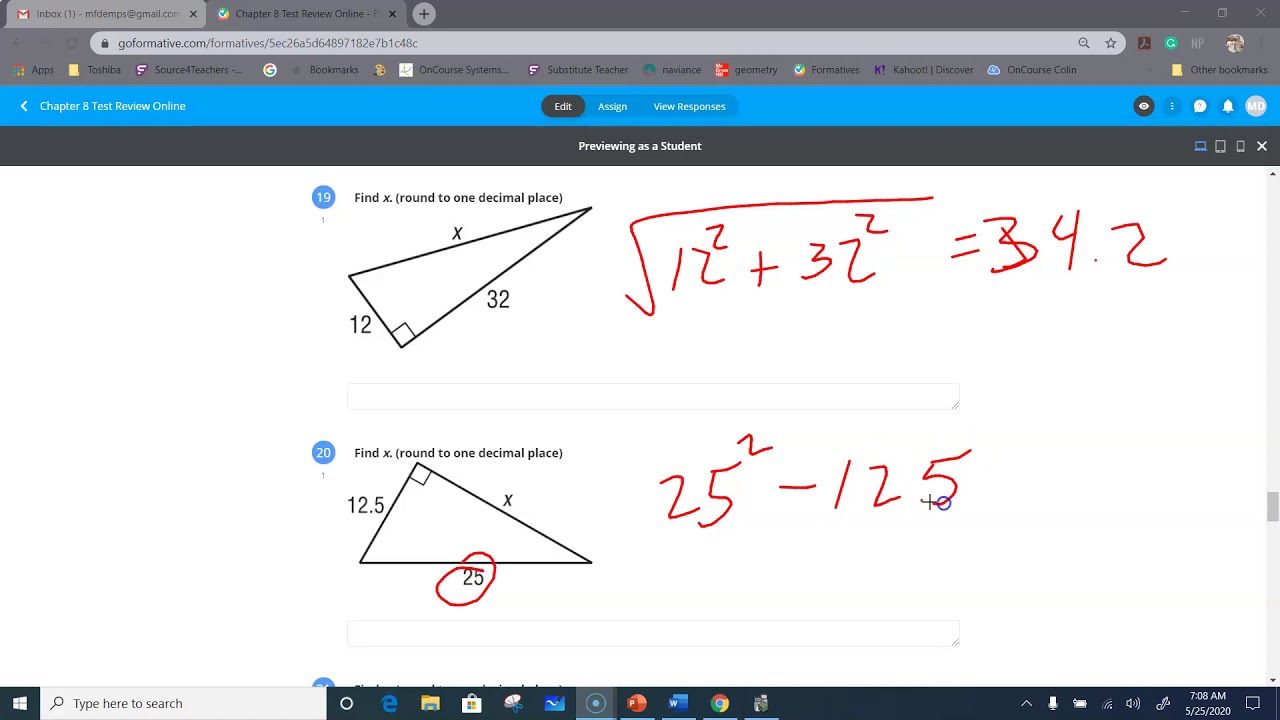 geometry chapter 8 Test Review