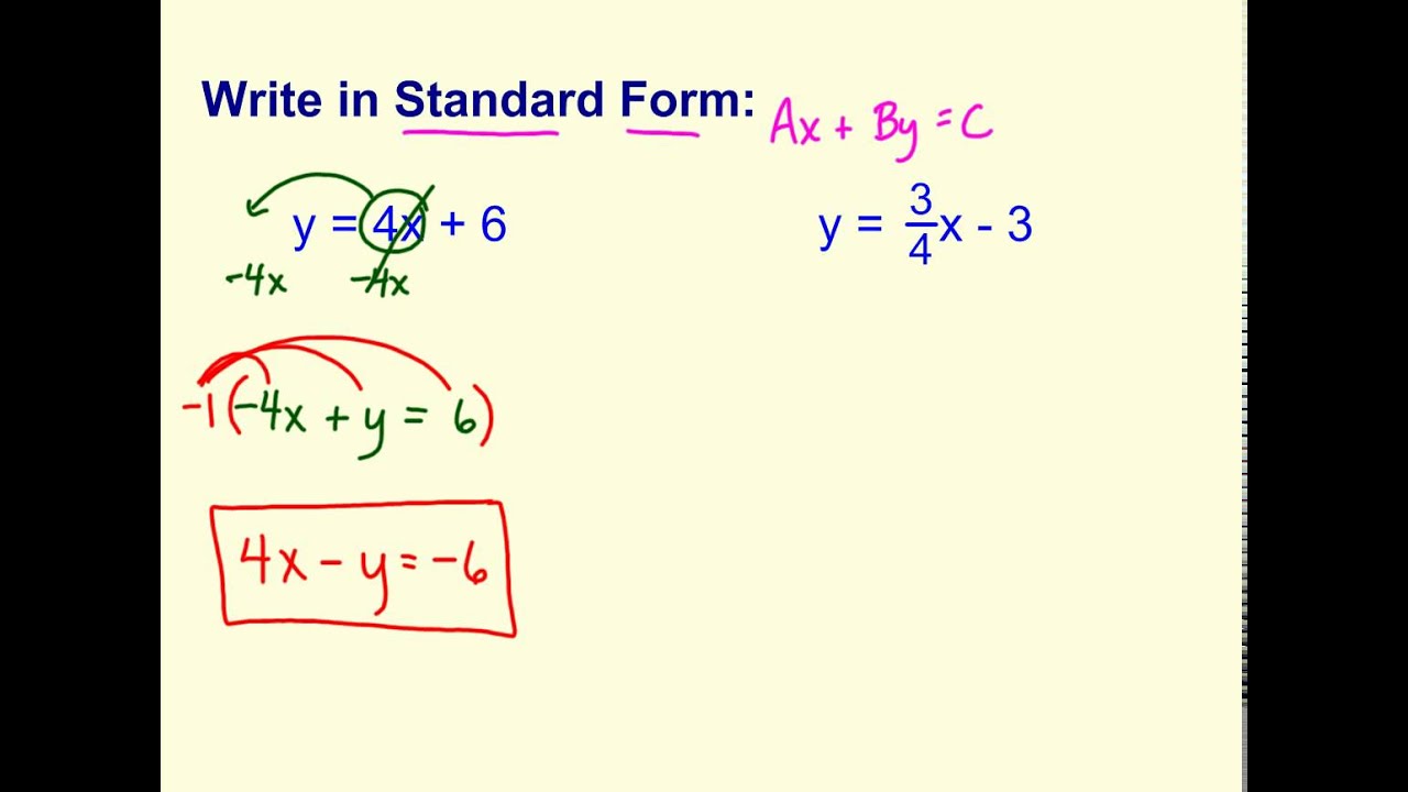 Write Standard Form (when given equation)