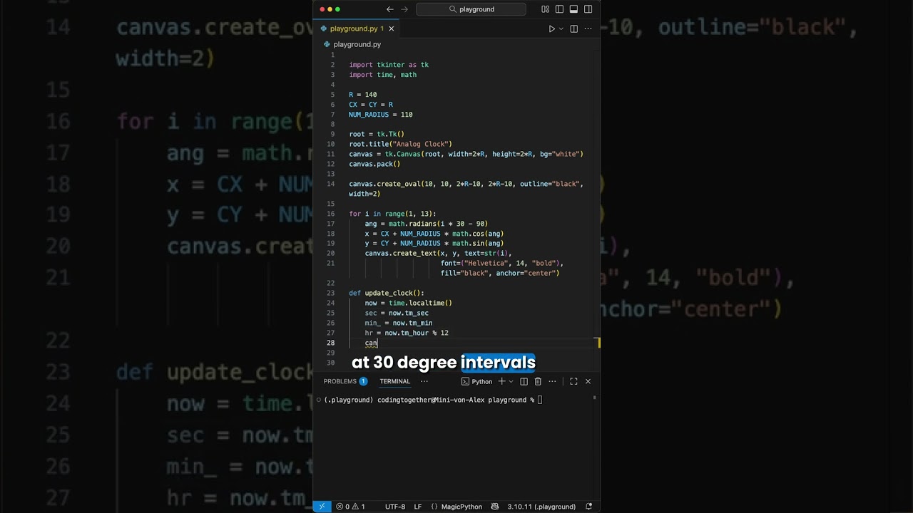 Analog Clock - Python Project for Beginners