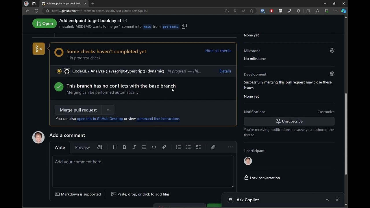 Demo: GitHub Advanced Security Autofix full flow