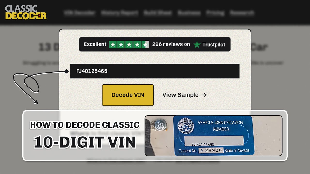 How to Decode a 10-Digit VIN Number for Classic Cars?