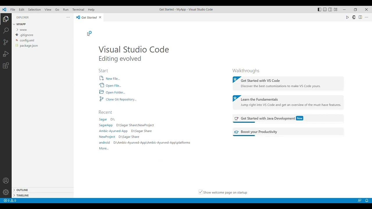 First Hybrid Cordova Application  using VS Code.. | Coding |engineer Sagar|