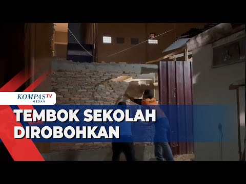 Tembok Sekolah Global Prima di Jalan Brigjen Katamso Medan Akhirnya Dirobohkan